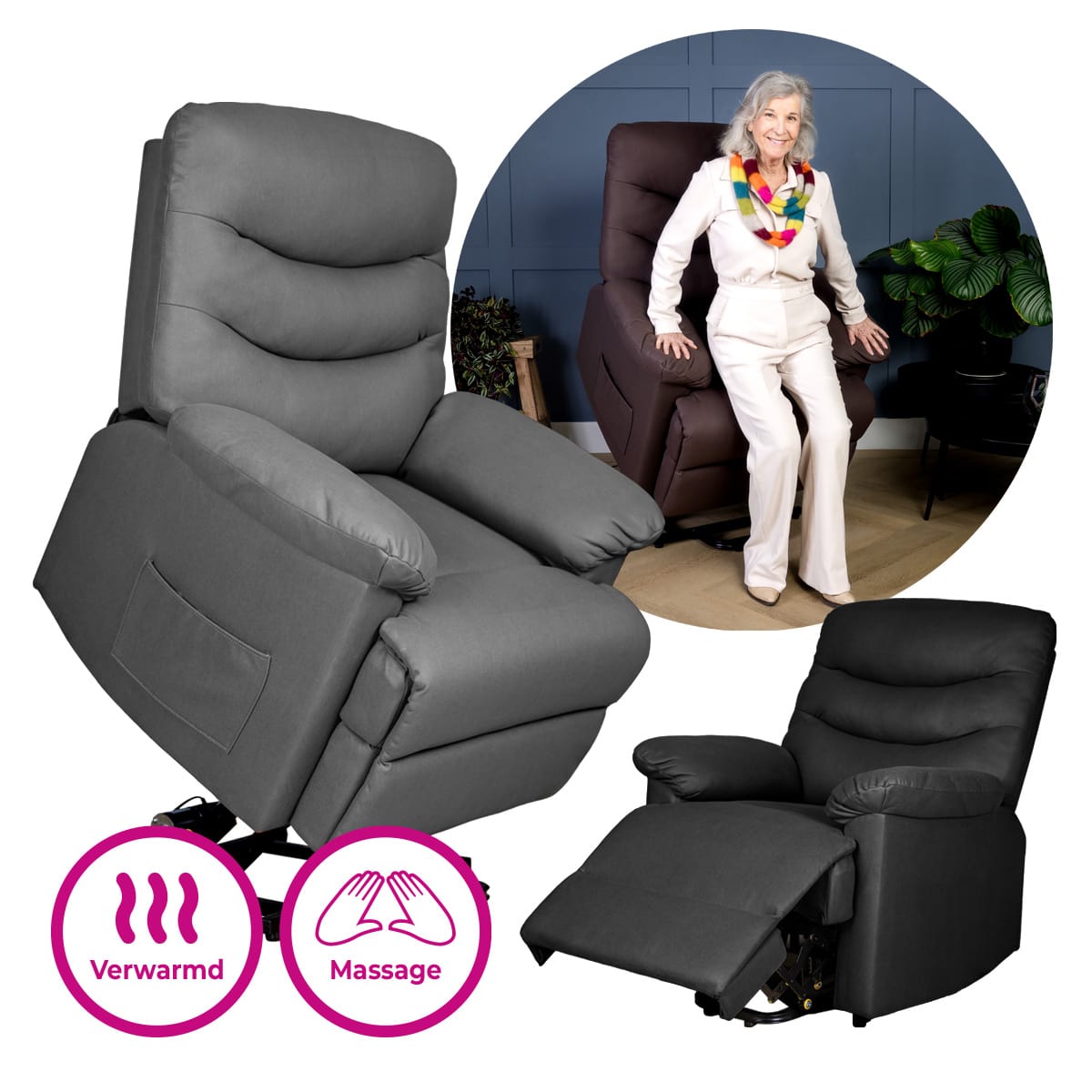 Vitadora sta-op stoel met massage en warmte